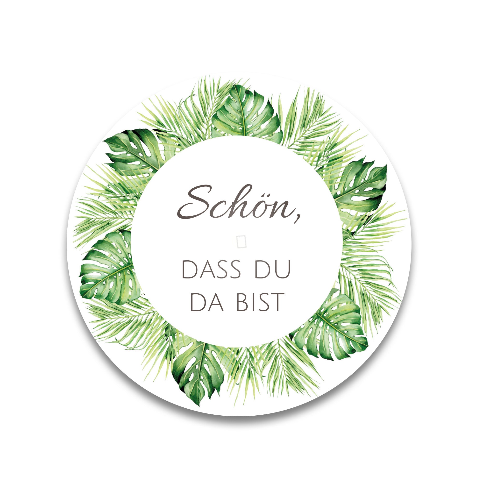 LED-Untersetzer - Palmblatt schön dass du da bist rund – Satislight24